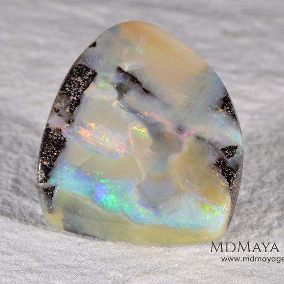 Australian Boulder Opal 25.86 ct – Colorful Natural Cabochon – MdMaya Gems