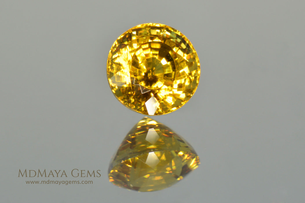 Vivid Yellow Mali Garnet – 2.34 ct Round Cut Gemstone – MdMaya Gems