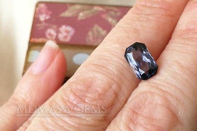 Unheated Violet Grey Spinel Gem. Octagon Cut. 1.42 ct - MdMaya Gems