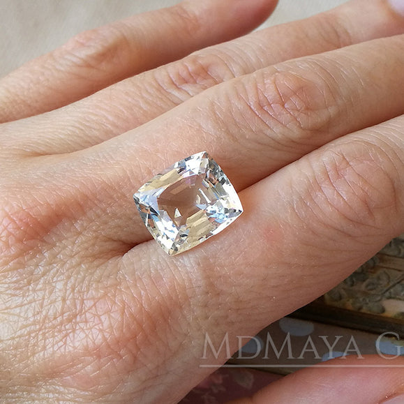 White Topaz 11.13 ct – Cushion Cut Gem for Fine Jewelry – MdMaya Gems